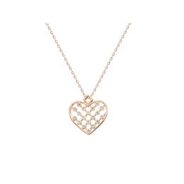 dKeniz Anh&auml;nger mit Kette Herz 925/- Sterling Silber vergoldet rot Zirkonia Wei&szlig;
