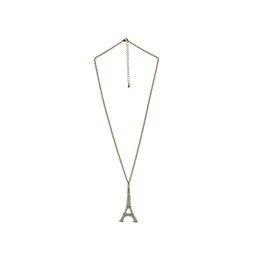 Steuer Modeschmuck Anh&auml;nger mit Kette Metall 70 Glasstein wei&szlig;