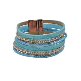 Steuer Modeschmuck Armband Velour hellblau 6-reihig