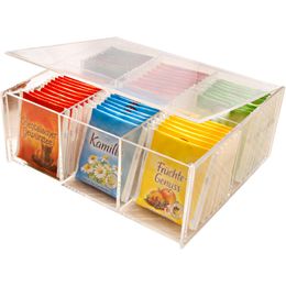 Teebox Ruco "mit Deckel", transparent, B:20cm H:7cm L:18cm, Kunststoff, Lebensmittelaufbewahrungsbeh&auml;lter, Teeaufbewahrung, aromadicht, Made in Germany