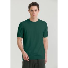 T-Shirt Basic-Strick-T-Shirt Mit Rundhalsausschnitt