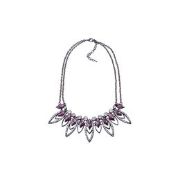 Steuer Modeschmuck Kette Metall Glasstein dunkellila 53cm