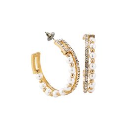 Steuer Modeschmuck Creolen Kunststoff goldfarben Gl&auml;nzend Perle Strass