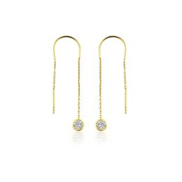 dKeniz Ohrh&auml;nger 925/- Sterling Silber vergoldet Gl&auml;nzend 8cm Zirkonia Wei&szlig;