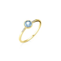 OROLINO Ring Gold 585 mit 6x Brillant 0,025ct. und Blautopas (beh.)