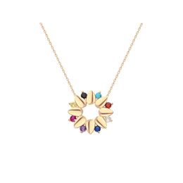 dKeniz Anh&auml;nger mit Kette 925 Silber rose vergoldet Gl&auml;nzend 45,5+7,5cm Zirkonia Wei&szlig;