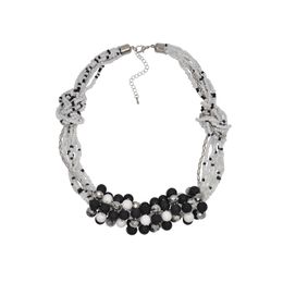 Steuer Modeschmuck Kette 58 cm lang Glasstein wei&szlig;