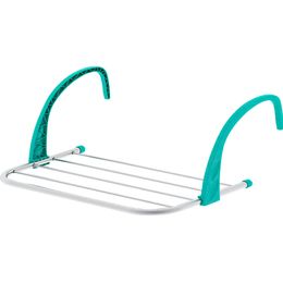 Heizungs- und Balkonw&auml;schetrockner BISCHOF COLOMBO "Gocciolo", blau (t&uuml;rkis, silberfarben), B:34cm T:51cm, Aluminium, W&auml;schest&auml;nder, Aluminium, 2,5 Meter Trockenl&auml;nge
