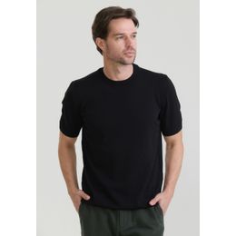T-Shirt Basic-Strick-T-Shirt Mit Rundhalsausschnitt