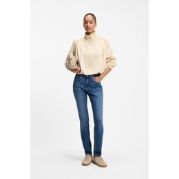 High-waist-Jeans BOSS Orange "DIANA HR C Premium Damenmode", Damen, Gr. 27, L&auml;nge 26, medium blau 420, Denim/Jeans, Obermaterial: 100% Baumwolle, unifarben, weit, unten schmal 7/8-L&auml;nge, Jeans High-Waist-Jeans, im Balloon Fit, Baumwoll-Denim