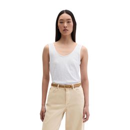 Marc O'Polo Shirttop MARC O'POLO, Damen, Gr. M, wei&szlig;, Jersey, Obermaterial: 100% Baumwolle, regular fit normal, tiefer Rundhals, Tops Shirttop, regular aus Slub-Jersey
