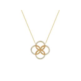 dKeniz Kette 925/- Sterling Silber rhodiniert Gl&auml;nzend 42+3cm Zirkonia Wei&szlig;