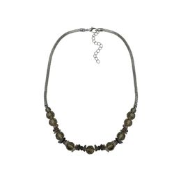 Steuer Modeschmuck Collier Meshkette silberfarben Rauchquarz
