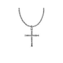ZEEme Basic Halskette Silber 925 poliert mit Kreuz-Anh&auml;nger 55cm lang K&ouml;nigskette 2,2mm breit