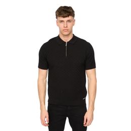 Duck and Cover - "Danvers" Poloshirt f&uuml;r Herren, mit kurzem Rei&szlig;verschluss, Jerseyware (Schwarz)