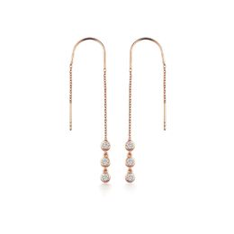 dKeniz Ohrringe 925/- Sterling Silber rosevergoldet Gl&auml;nzend 8cm Zirkonia Wei&szlig;