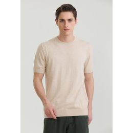 T-Shirt Basic-Strick-T-Shirt Mit Rundhalsausschnitt