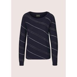 Madeleine Mode Longpullover MADELEINE "Pullover Langarm Glitzerpullover, Feinstrick", Damen, Gr. 34, blau (marine, silberfarben), Obermaterial: 50% Baumwolle CO. 50% Polyacryl PAN., Modern, normal, U-Boot-Ausschnitt, Pullover Longpullover