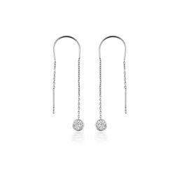 dKeniz Ohrh&auml;nger 925/- Sterling Silber rhodiniert Gl&auml;nzend 8cm Zirkonia Wei&szlig;