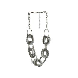 Steuer Modeschmuck Collier Metall silberfarben mit runden und ovalen Elementen