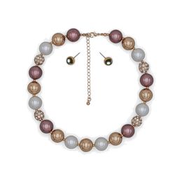 Steuer Modeschmuck Schmuck-Set Perl-Set aus Halskette und Ohrsteckern aus Metall mit mehrfarbigen Perlen