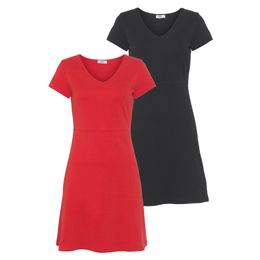 Sommerkleid Flashlights, Damen, Gr. 34, N-Gr, schwarz (schwarz, rot), Interlock, Obermaterial: 100% Baumwolle, clean, unifarben, Basic, figurbetont, Kleider Sommerkleid, f&uuml;r festliche Anl&auml;sse, aus Interlock-Stoff, aus 100% Baumwolle