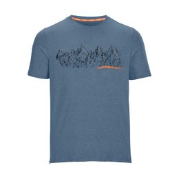 T-Shirt Killtec "Lilleo MN TSHRT C", Herren, Gr. M, denim, Obermaterial: 92% Polyester, 8% Elasthan, Rundhals, Shirts T-Shirt, Schnelltrocknendes Herren T-Shirt mit Berg-Print und Melange-Optik, Topseller