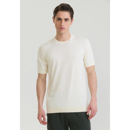 T-Shirt Basic-Strick-T-Shirt Mit Rundhalsausschnitt