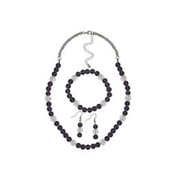 Steuer Modeschmuck Set Collier Armband Ohrhaken Metall 56am Amethyst lila