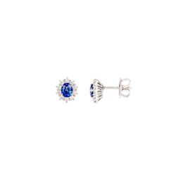 LEIS Ohrstecker 925/- Sterling Silber rhodiniert Saphir und Zirkonia