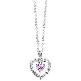 JULIE JULSEN Anh&auml;nger mit Kette 925 Silber rhodiniert Herz Zirkonia wei&szlig; rosa