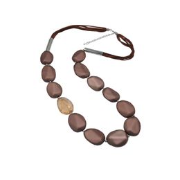 Steuer Modeschmuck Kette Velour Glasstein braun