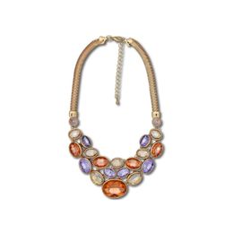 Steuer Modeschmuck Collier mit prachtvollem Strass mehrfarbig