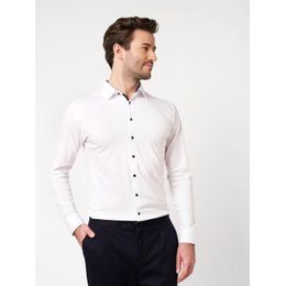 Langarmhemd DESOTO "Jerseyhemd Casual Kent", Herren, Gr. S, N-Gr, wei&szlig; solid, Obermaterial: 100% Baumwolle, slim fit normal, Manschette, Hemden