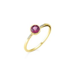 OROLINO Ring Gold 585 mit 6x Brillant zus. 0,025ct. und Rhodolith