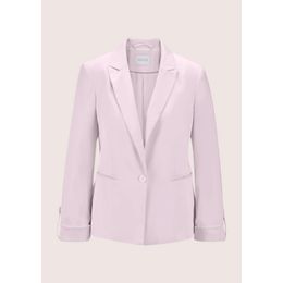 Madeleine Mode Jackenblazer MADELEINE "Kurzblazer Eleganter Einreiher mit Reverskragen", Damen, Gr. 42, rosa (perlrosa), Obermaterial: 60% Polyester PES. 38% Baumwolle CO. 2% Elasthan EL., Modern, tailliert, Blazer, Eingearbeitete Leistentaschen