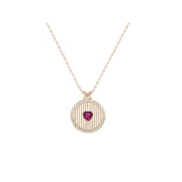 dKeniz Anh&auml;nger mit Kette Herz 925/- Sterling Silber vergoldet rot Zirkonia Wei&szlig;