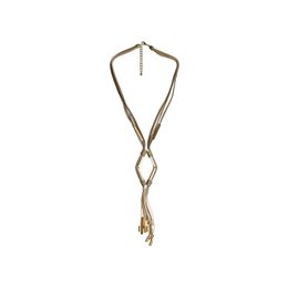 Steuer Modeschmuck Kette mehrreihig beige mit goldfarbener Zierde