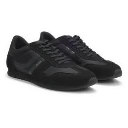 Sneaker BOSS ORANGE "Levon_Runn_", Herren, Gr. 41, schwarz, Lederimitat, Textil, Schuhe Sneaker, Freizeitschuh, Halbschuh, Schn&uuml;rschuh mit Kontrastbes&auml;tzen