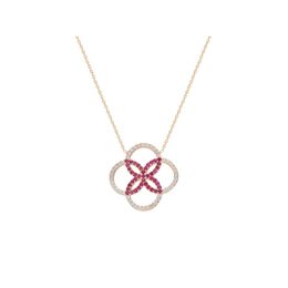 dKeniz Kette 925 Sterling Silber vergoldet rot Gl&auml;nzend 42+3cm Zirkonia Wei&szlig;