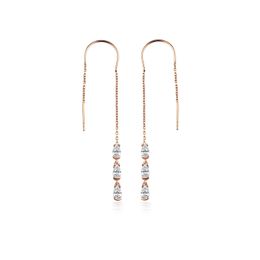 dKeniz Ohrh&auml;nger 925/- Sterling Silber rosevergoldet Gl&auml;nzend 8cm Zirkonia Wei&szlig;