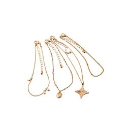 Steuer Modeschmuck Fu&szlig;ketten Set Metall Gl&auml;nzend gelb vergoldet