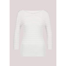 Madeleine Mode Longpullover MADELEINE "Pullover Modischer Pullover mit Glanz, Halbarm", Damen, Gr. 34, wei&szlig; (wei&szlig;, gold), Obermaterial: 80% Viskose CV. 20% Polyamid PA., Modern, normal, U-Boot-Ausschnitt, Pullover Longpullover