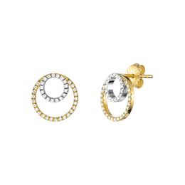 JULIE JULSEN Ohrstecker 925/- Sterling Silber rhodiniert/vergoldet rund 80 Zirkonia