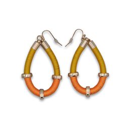Steuer Modeschmuck Ohrh&auml;nger Metall Textil gelb Orange
