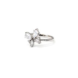 LEIS Ring 925 Sterling Silber rhodiniert Gl&auml;nzend Zirkonia wei&szlig;