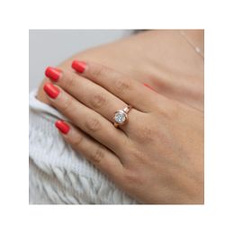 ZEEme Basic Ring Silber 925 ros&eacute;-vergoldet mit wei&szlig;e Zirkonia-Stein 8mm