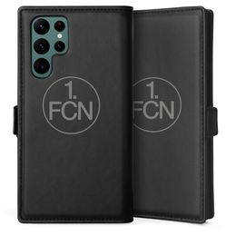 DeinDesign Galaxy S22 Ultra Handy Klapph&uuml;lle Handyh&uuml;lle aus Kunst Leder schwarz Flip Case 1. Fc N&uuml;rnberg 1. Fcn Transparent Sideflip mit langer Lasche