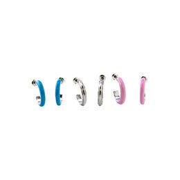 Steuer Modeschmuck Creolen Set 6-teilig Metall Gl&auml;nzend Lack mehrfarbig