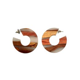Steuer Modeschmuck Creolen Holz Acryl grau